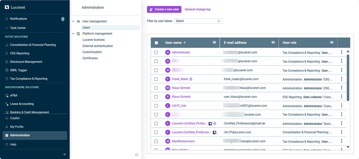 Administration | LucaNet Support