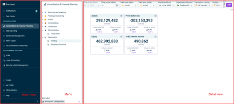 User Interface of the Lucanet CFO Solution Platform | Lucanet Support