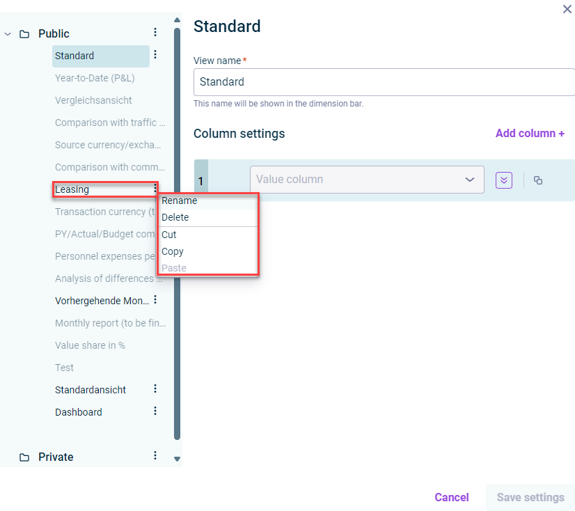 Views in Ledgers and Schedules | Lucanet Support