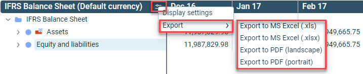 Exporting values to MS Excel or as a PDF | Lucanet Support