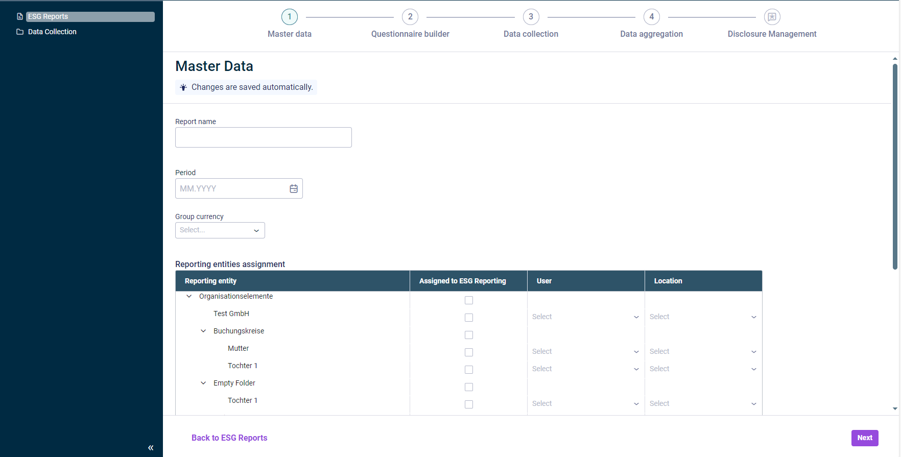 Creating an ESG Report | LucaNet Support